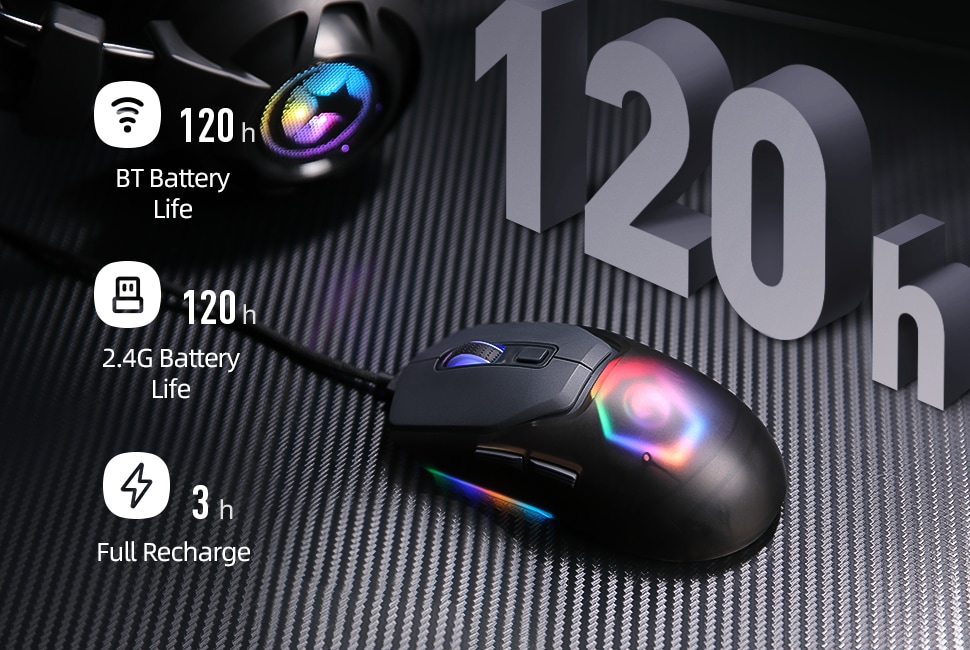 Mouse Gaming Wireless Marvo Fit Pro G1w Dual Mode 19000 Dpi